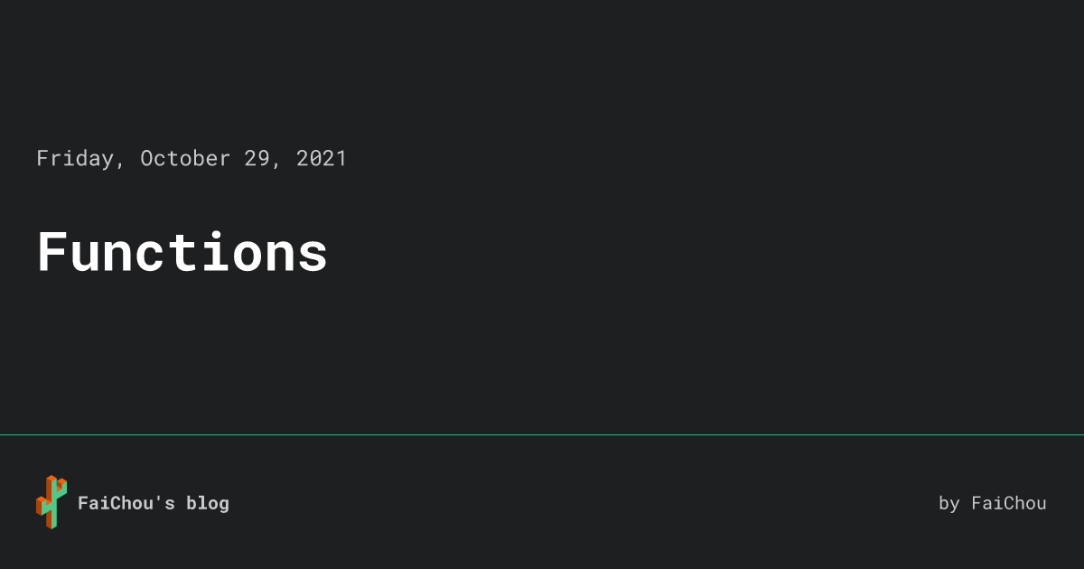 Functions • FaiChou's blog